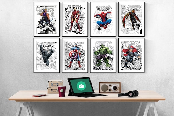 Avengers Superhero Comic Cover Mix & Match Set of 8 Prints I - Etsy