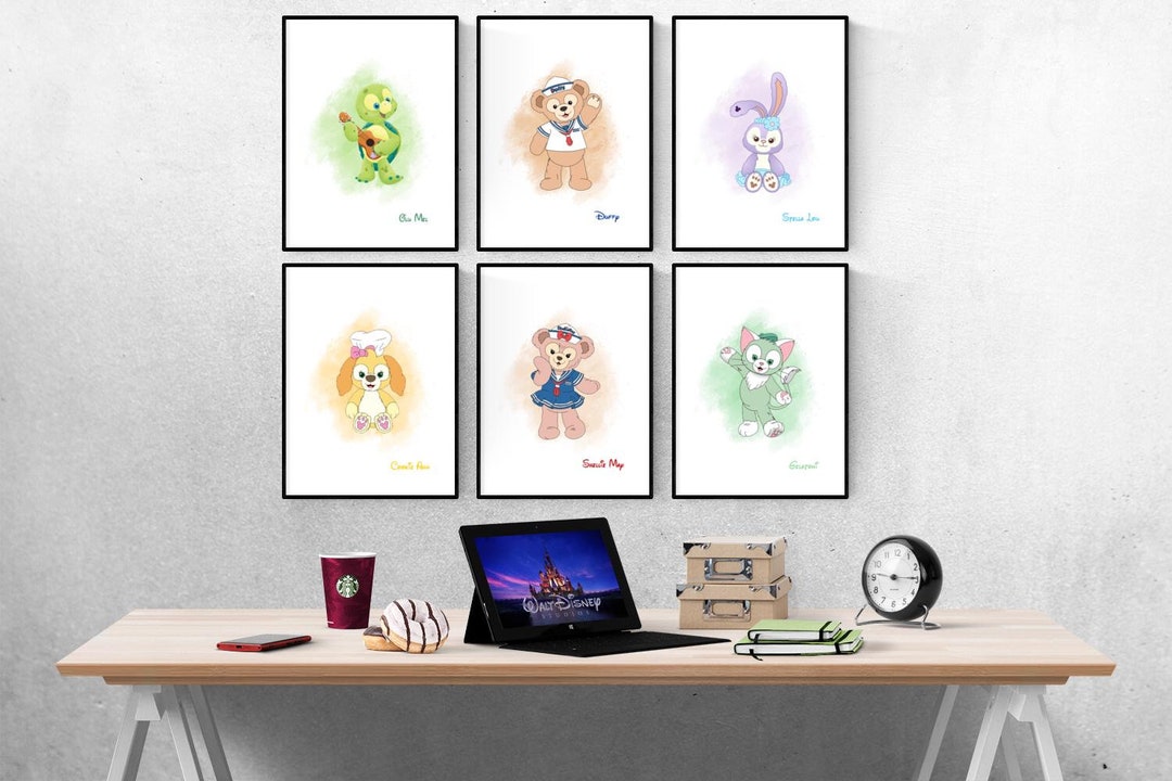 Disney Duffy Bear and Friends Watercolour Set of 6 Prints I Disney ...
