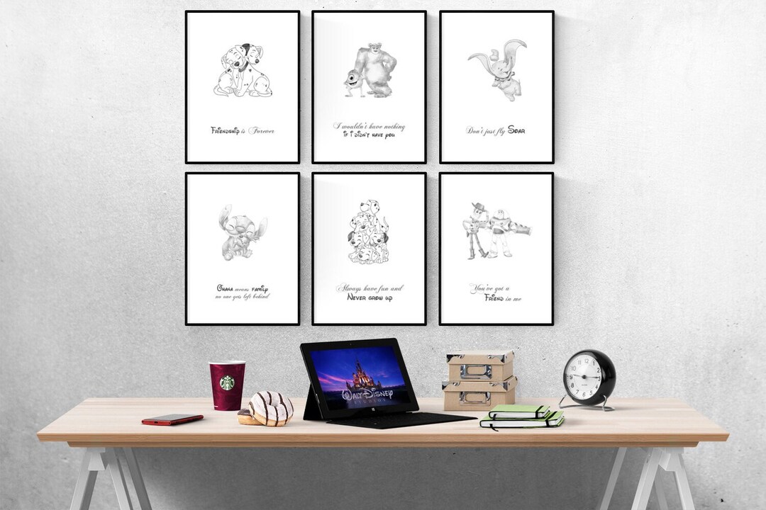 Disney Film Quote Watercolour Mix & Match Set of 6 Prints I Disney ...