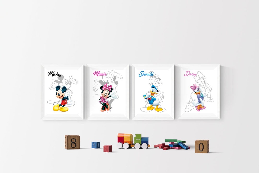 Disney Mickey Mouse & Friends Drawing Set of 4 Prints I Disney Prints I ...