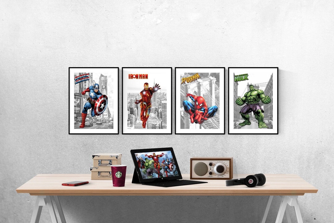 Marvel Avengers City Background Set of 4 Prints I Disney Prints I ...