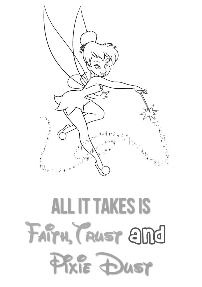 Disney Tinkerbell Quote Watercolour Set of 4 Prints I Disney Prints I ...