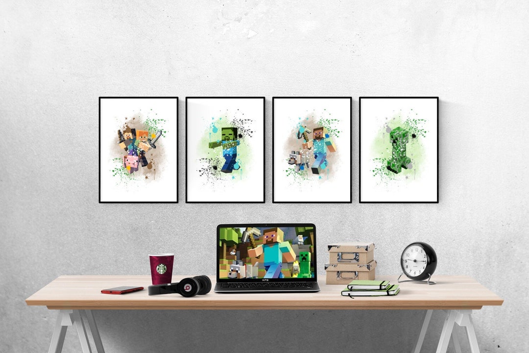 Minecraft Splash Watercolor Set of 4 Prints I Minecraft Prints I Kids ...