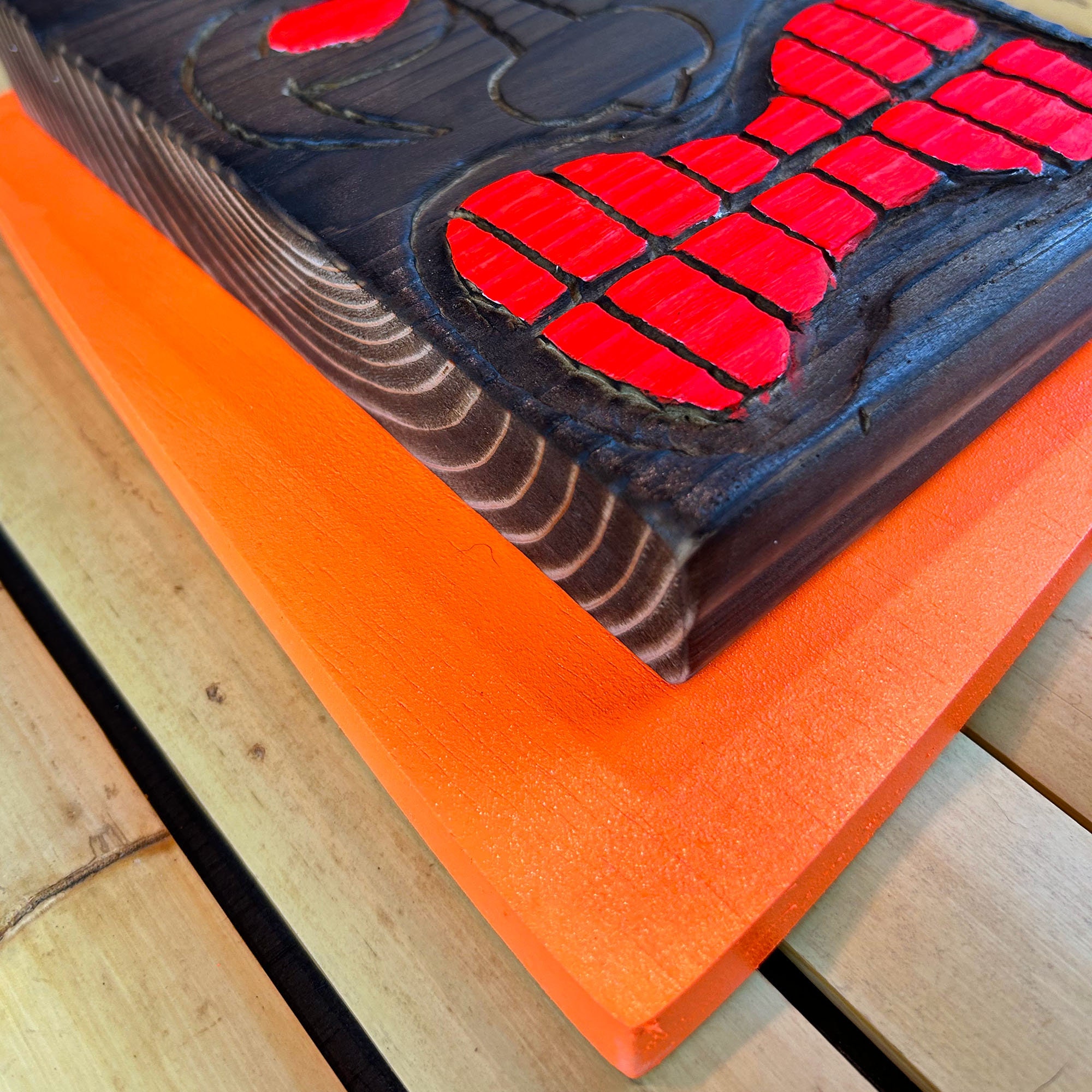 Hand Carved Wooden Tiki Carving Sign, Blacklight Glow Decor, Island ...