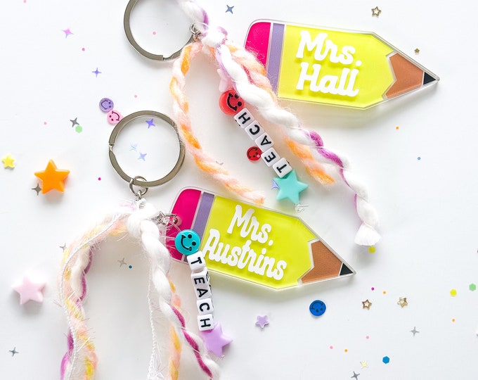 Teacher Keychain, Keychain, Pencil Keychain, Teacher Appreciation Gift ...