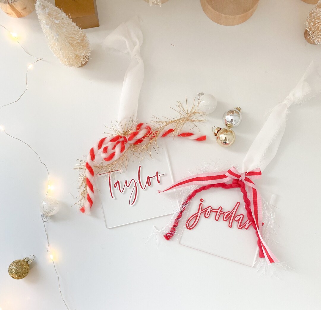 Hand Lettered Tags,custom Acrylic Stocking Gift Tags, Christmas Gift ...