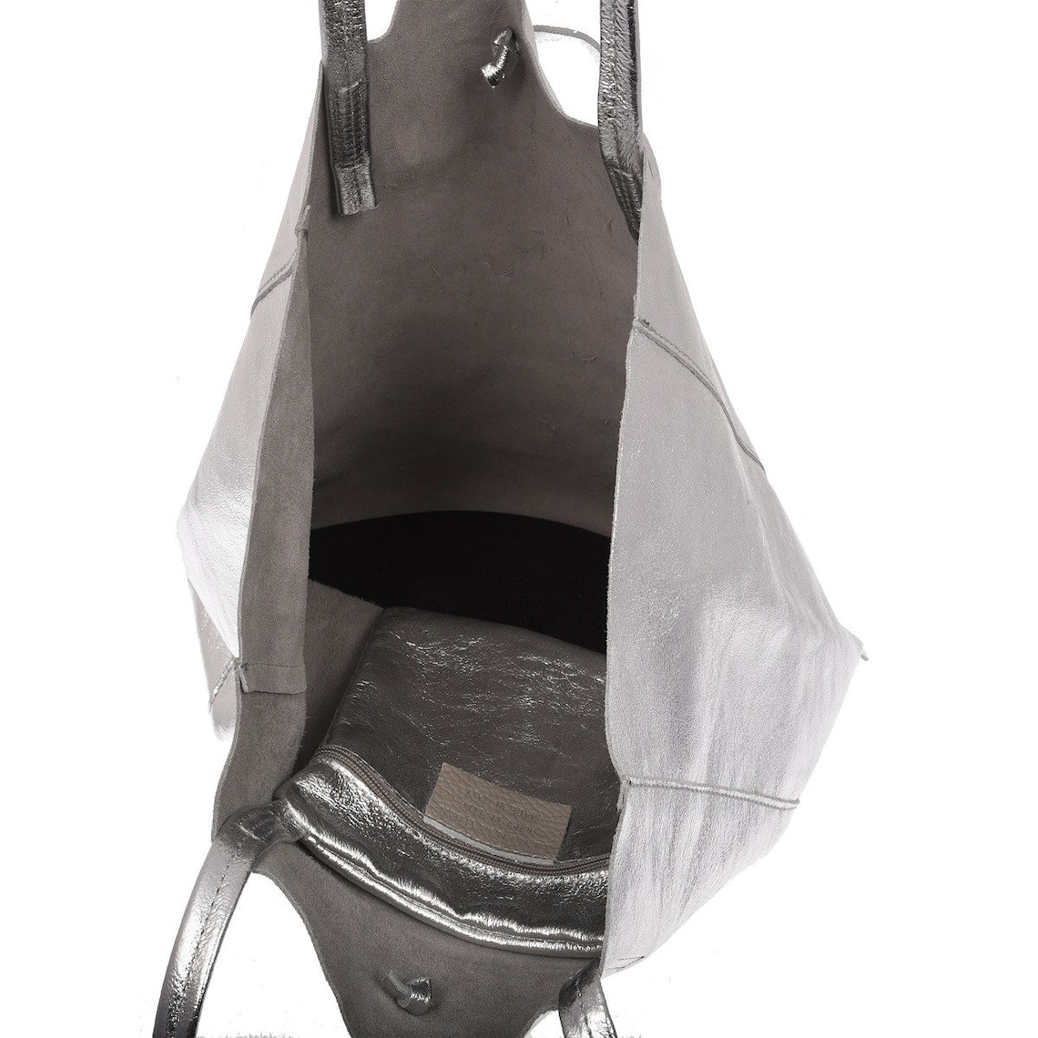 Silver Genuine Leather Tote / Shoulder Bag - Etsy