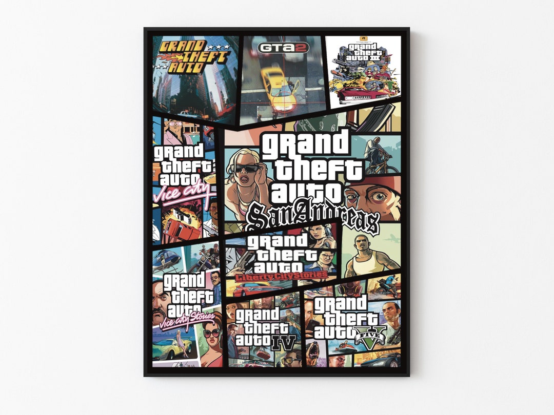 Grand Theft Auto Poster GTA Poster GTA Wall Art Gaming Poster Retro ...