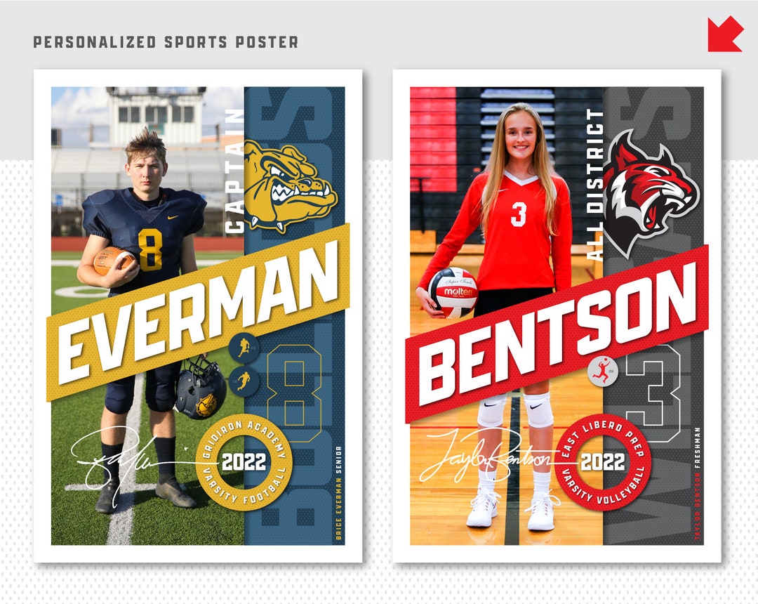 Personalized Sports Poster, Customized Athlete Portrait, Wall Art ...