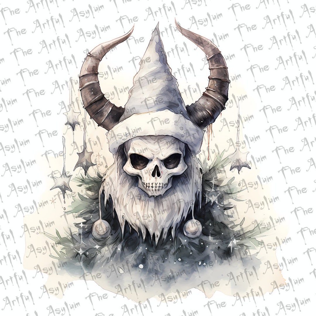 Goth Christmas Watercolor Krampus Digital Download Digital Art, Instant ...