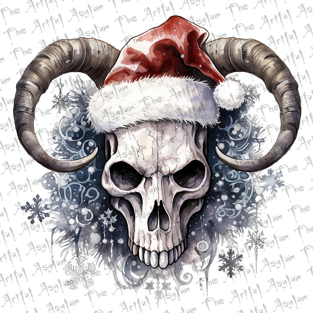 Gothic Christmas Ram Skull Digital Download digital Art,instant ...