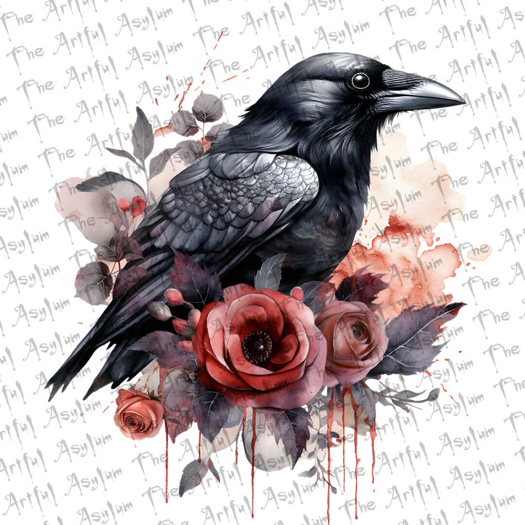 Floral Raven Digital Art, Instant Download, High Quality, Easy to Use ...