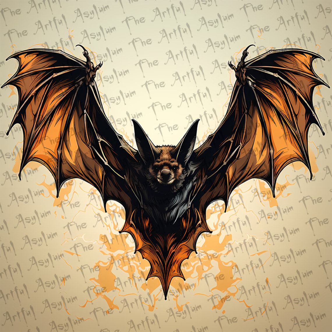 Goth Bat Digital Art, Horror Illustration Art, Gothic Vampire Bat ...