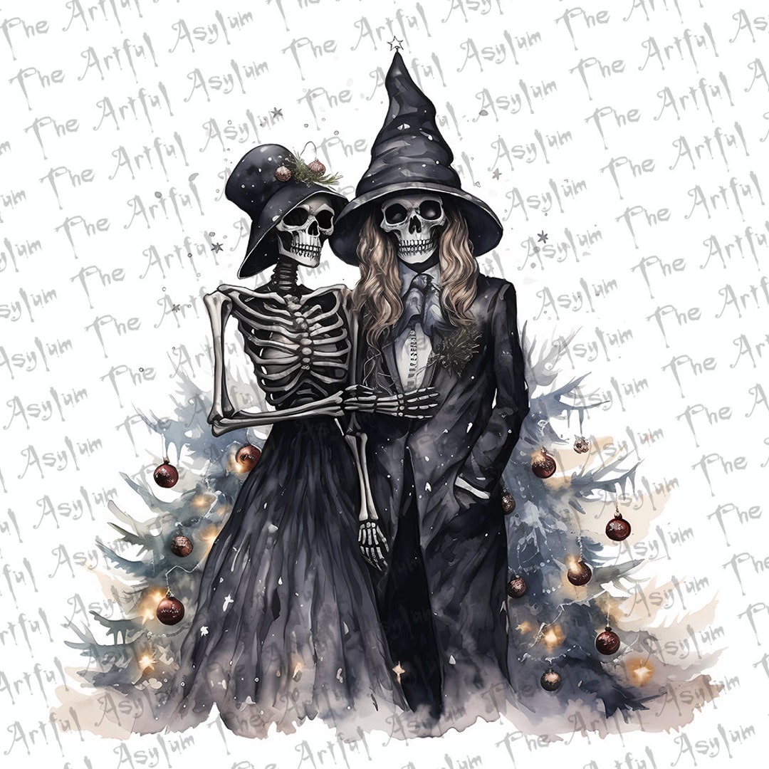 Gothic Christmas Skeleton Couple Digital Download Digital Art, Instant ...