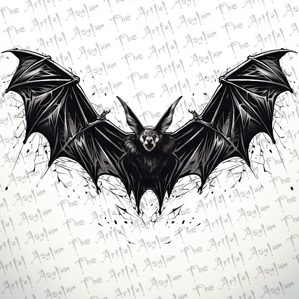 Goth Bat Digital Art, Horror Illustration Art, Gothic Vampire Bat ...