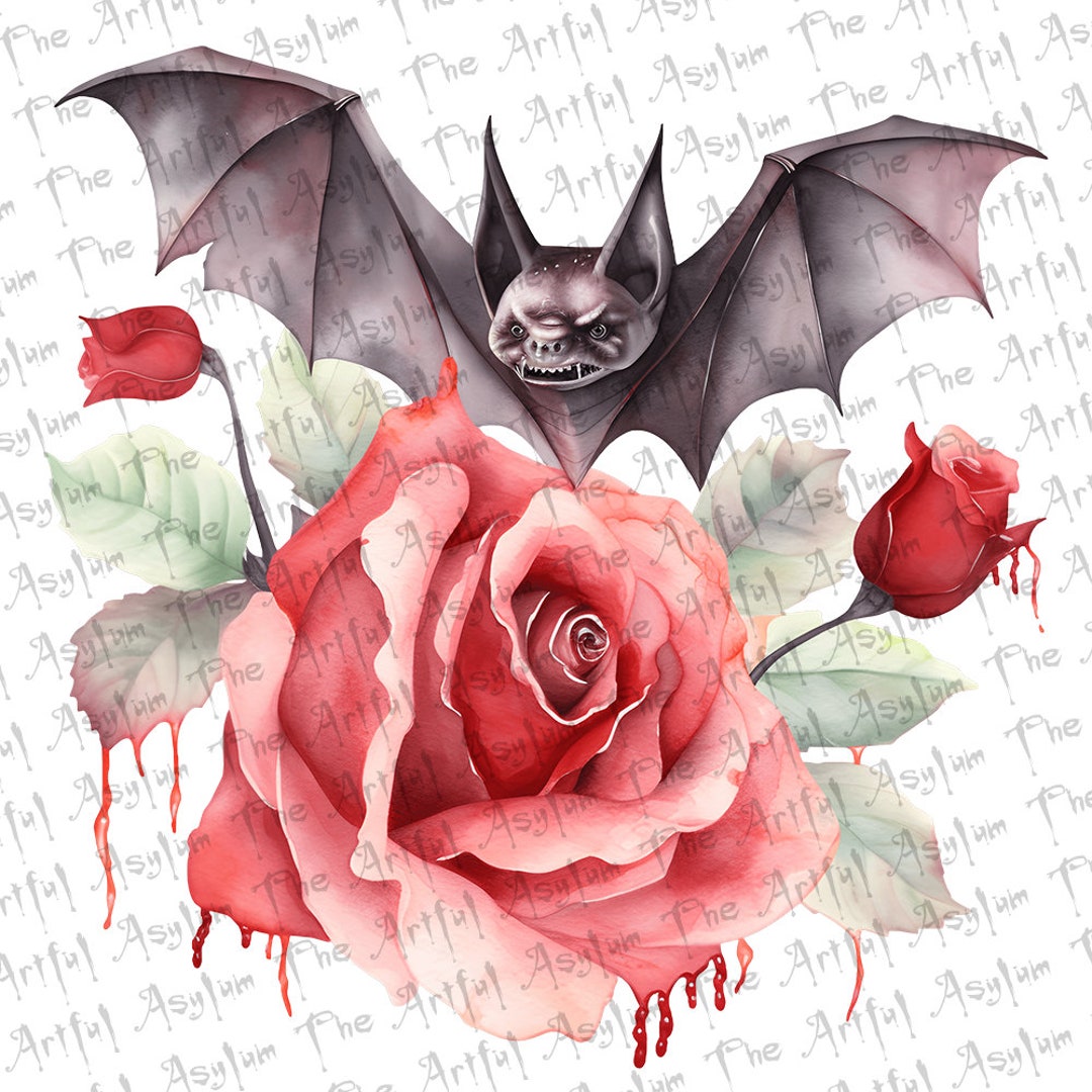 Floral Bat Digital Download, Instant Download, Watercolor Chiroptera ...
