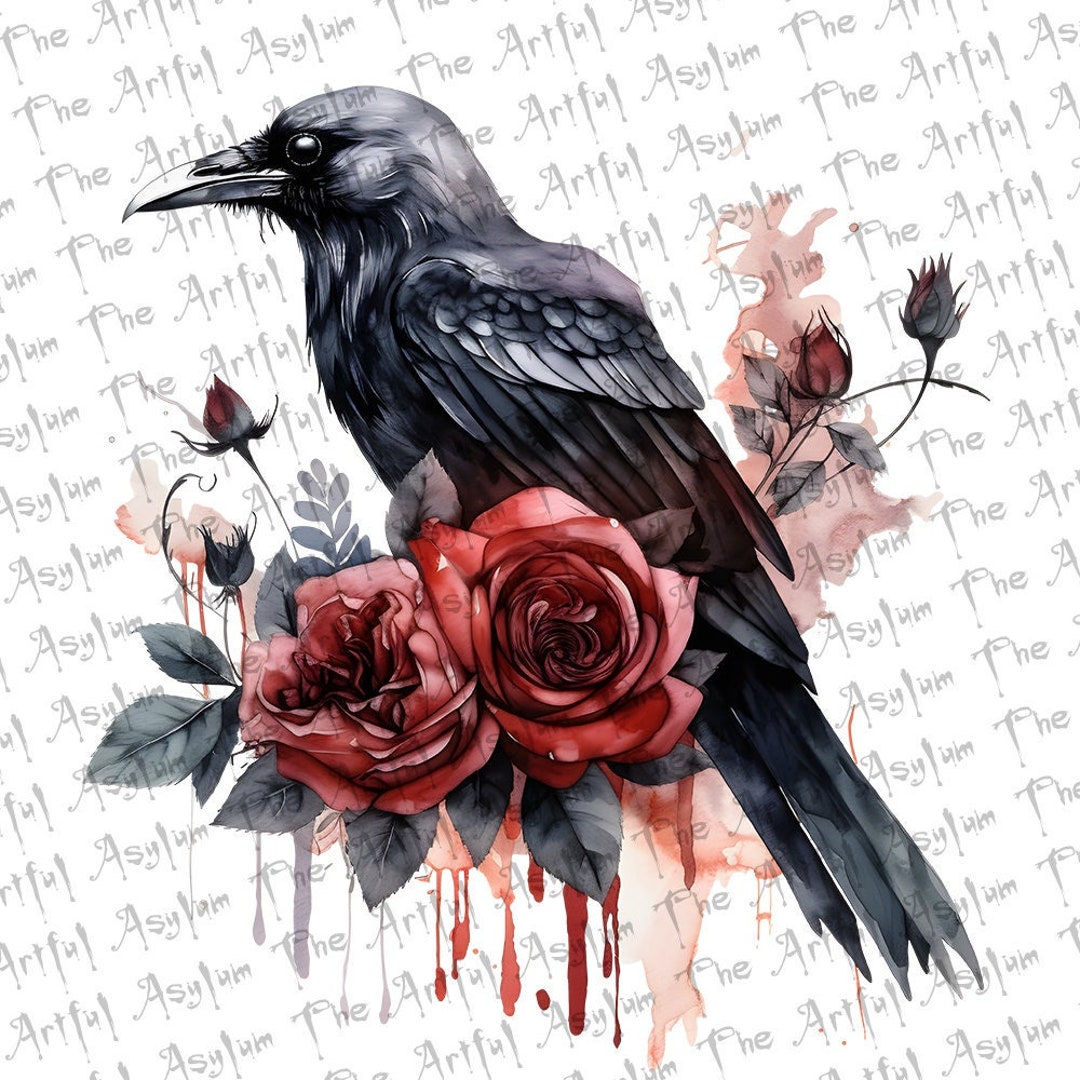 Floral Raven Digital Art, Instant Download, High Quality, Easy to Use ...