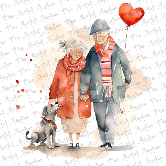 Old Couples In Love Drawings