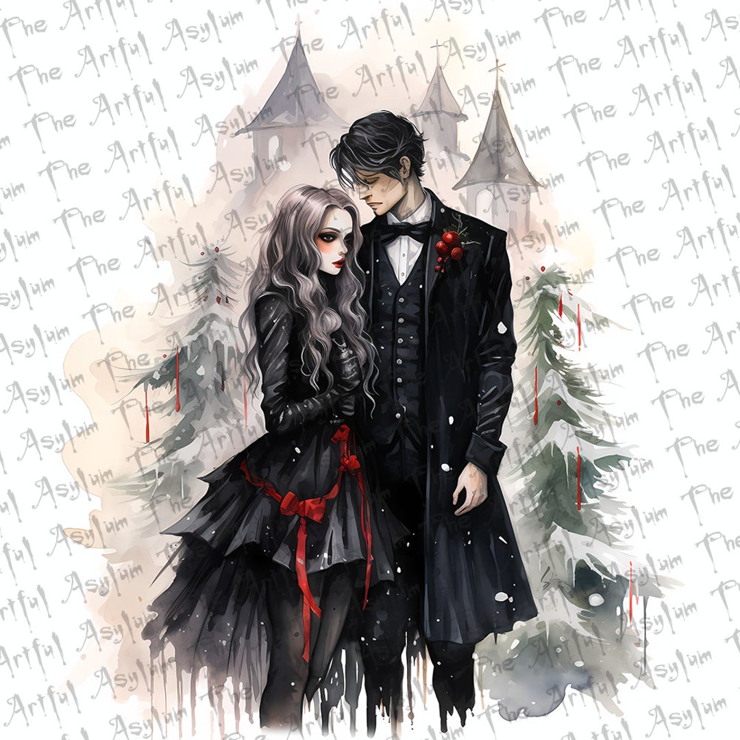 Gothic Christmas Couple, Digital Art, Instant Download, Merry Gothmas ...