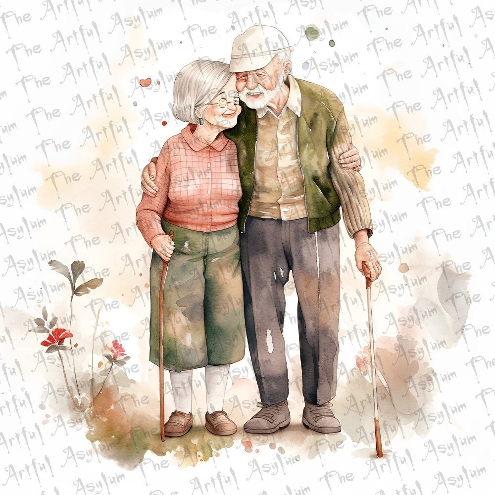 Old Couples In Love Drawings