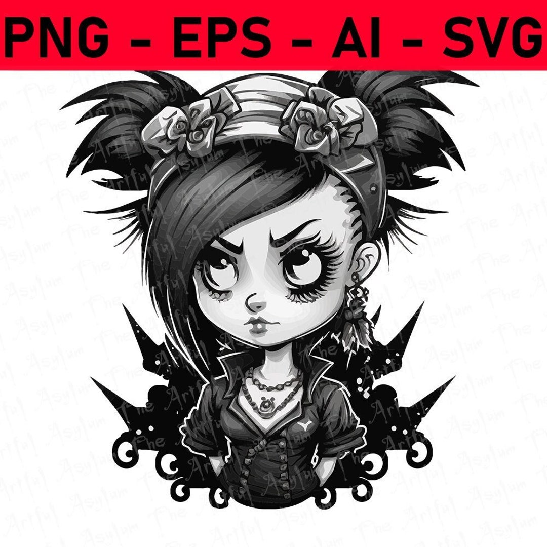 Gothic Cute Girl Digital Download Adorable and Dark,medieval / Punk ...