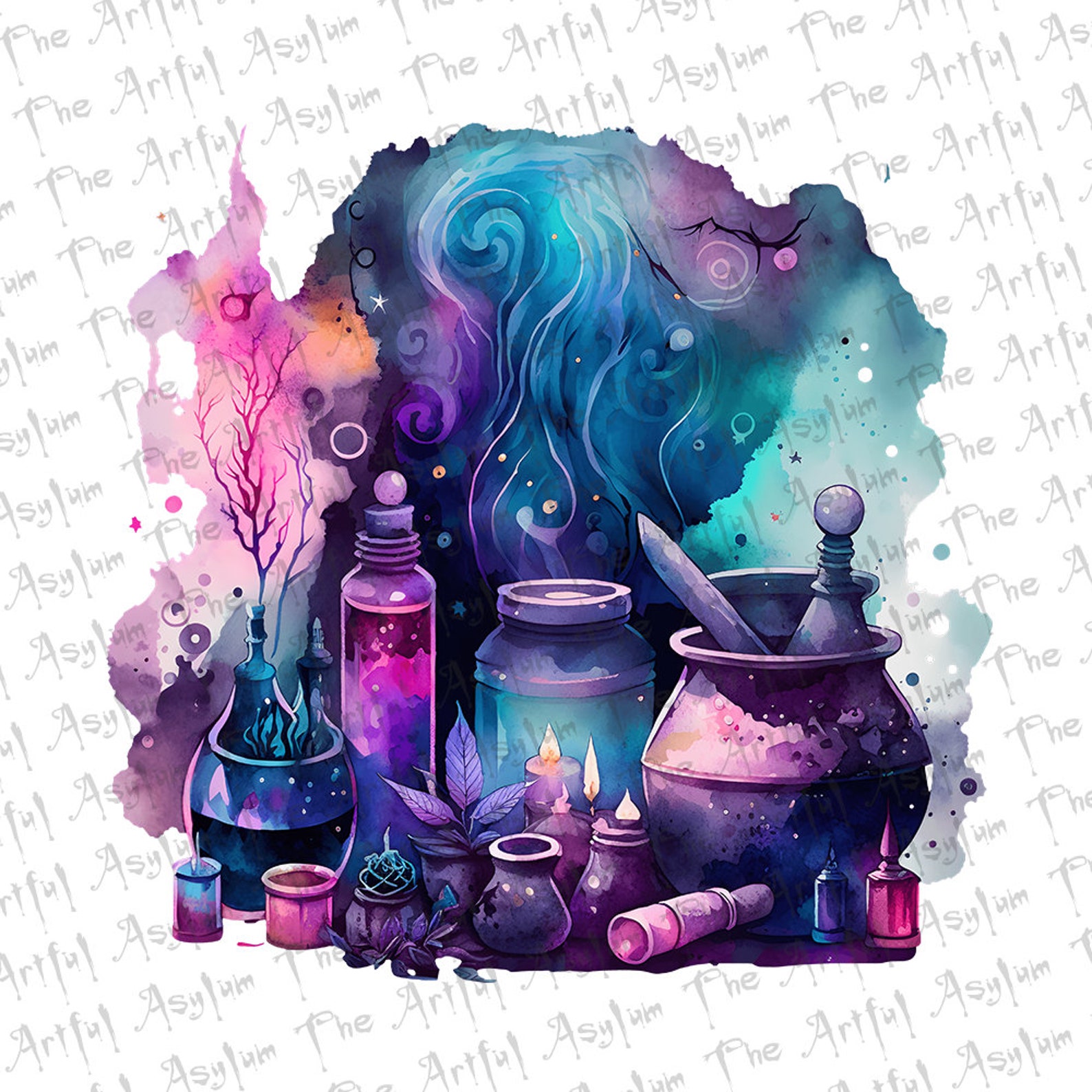 Watercolor Witchy Potion Bottles Digital Download, Instant Download ...