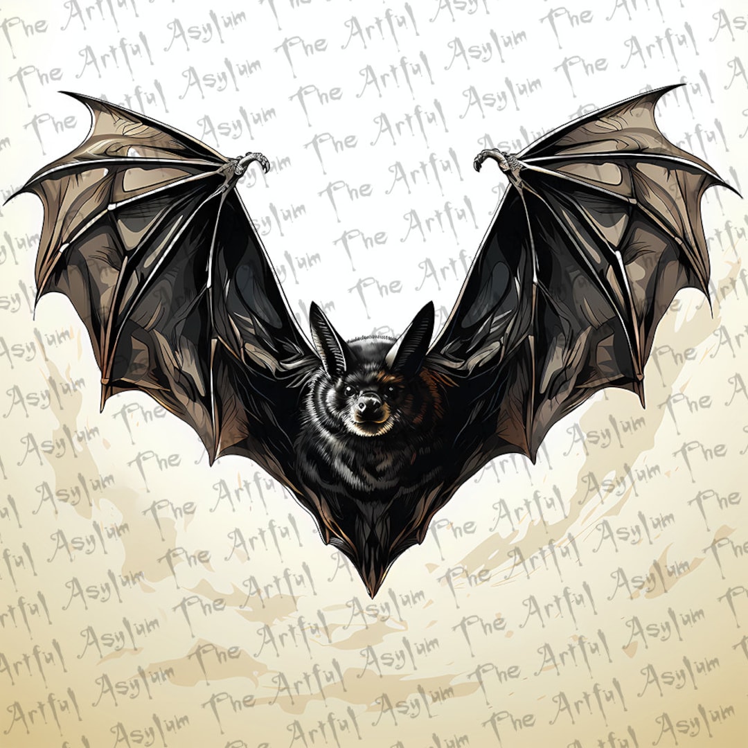 Goth Bat Digital Art, Horror Illustration Art, Gothic Vampire Bat ...