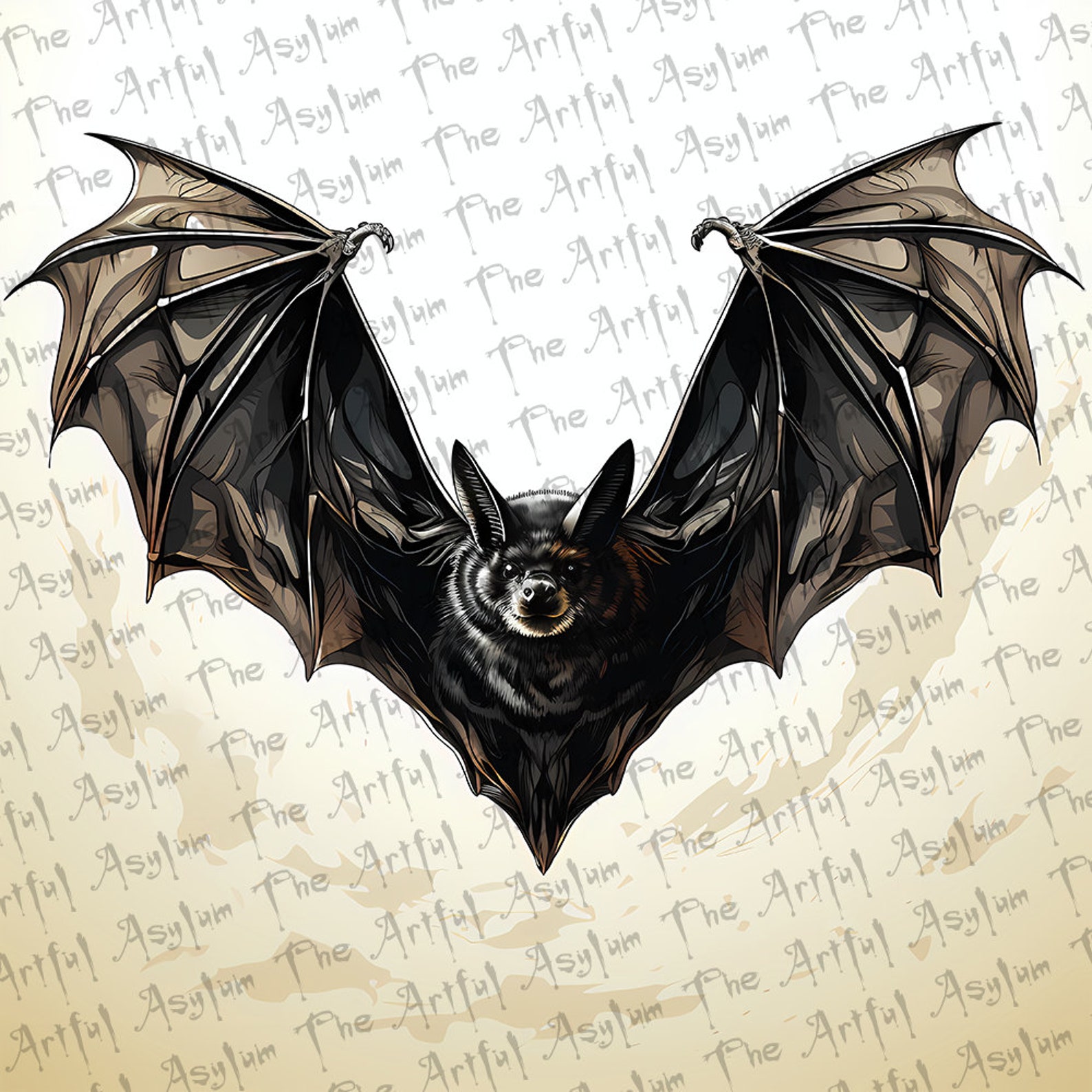 Goth Bat Digital Art, Horror Illustration Art, Gothic Vampire Bat ...