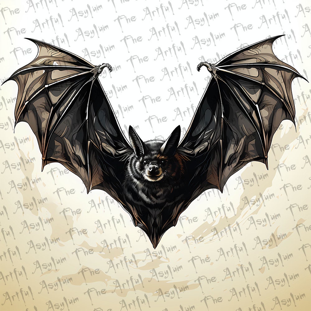 Goth Bat Digital Art, Horror Illustration Art, Gothic Vampire Bat ...