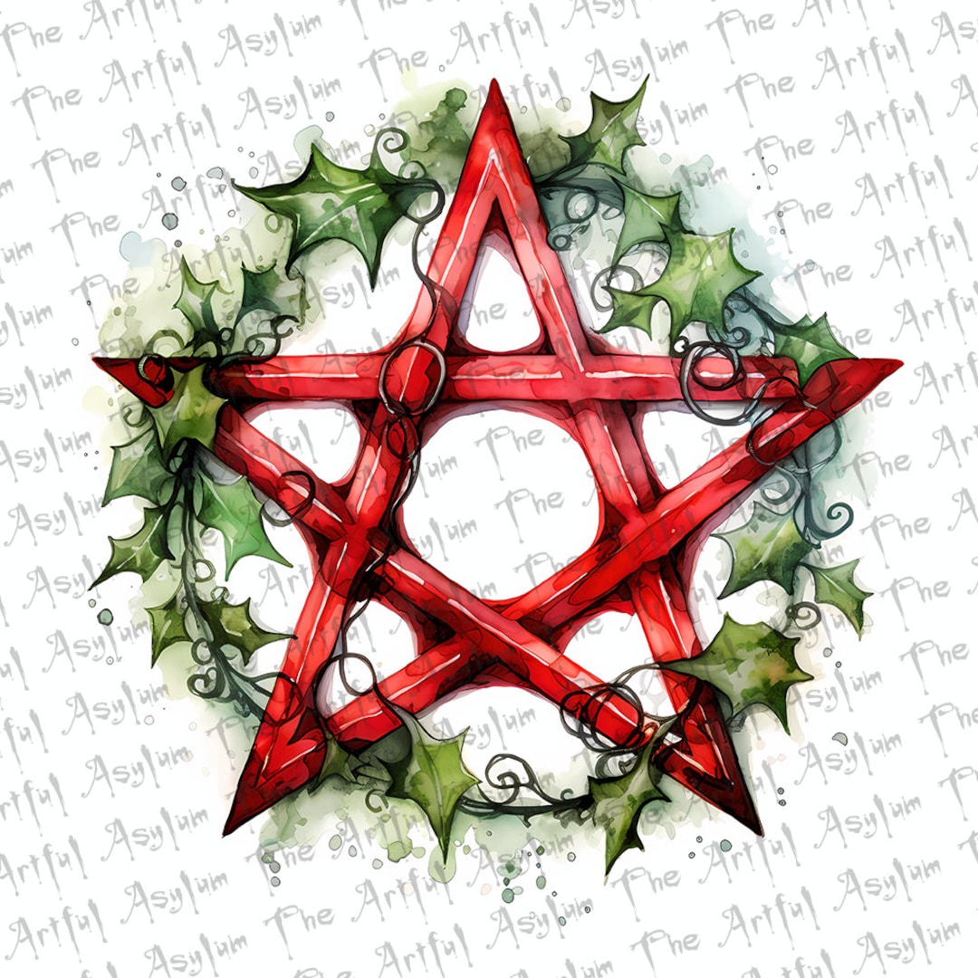 Gothic Christmas Pentagram Wreath Digital Download Digital Art, Instant ...