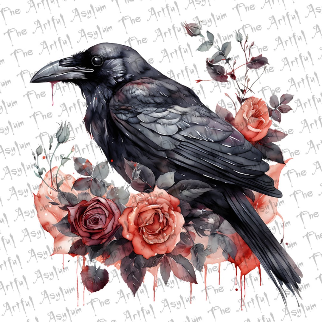 Floral Raven Digital Art, Instant Download, High Quality, Easy to Use ...