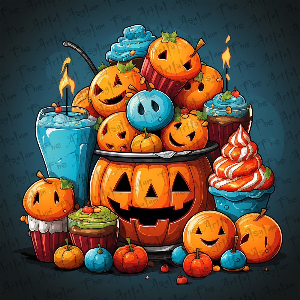 Halloween Candy Digital Art, Cute Halloween Sweets Art, Halloween Tasty ...