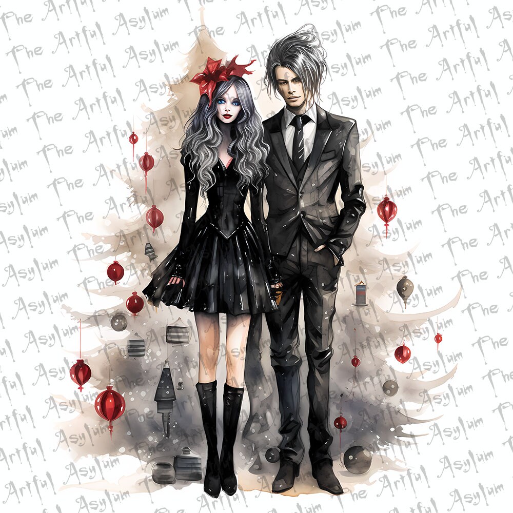 Gothic Christmas Couple Digital Download Digital Art, Instant Download ...