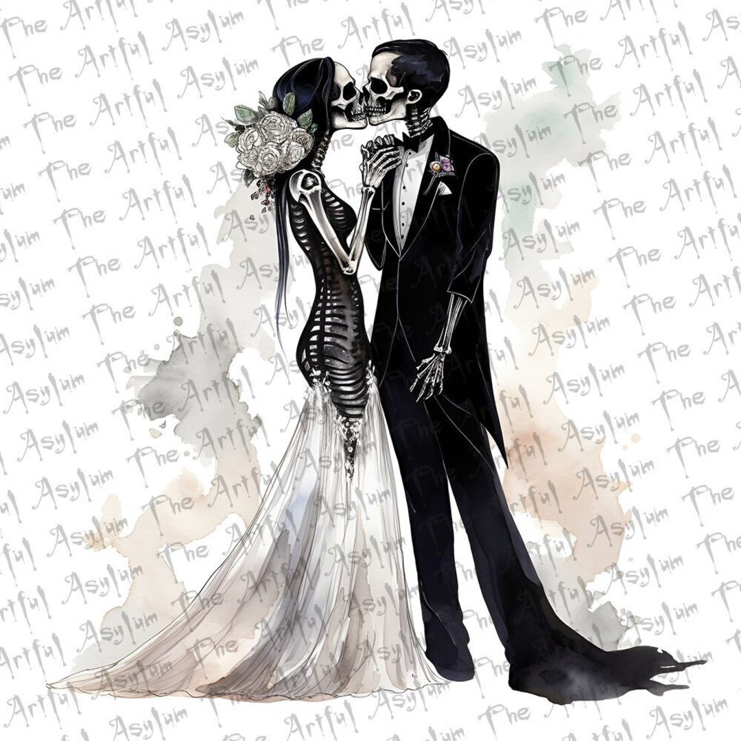 Gothic Skeleton Couple,watercolor Digital Download,instant Download ...