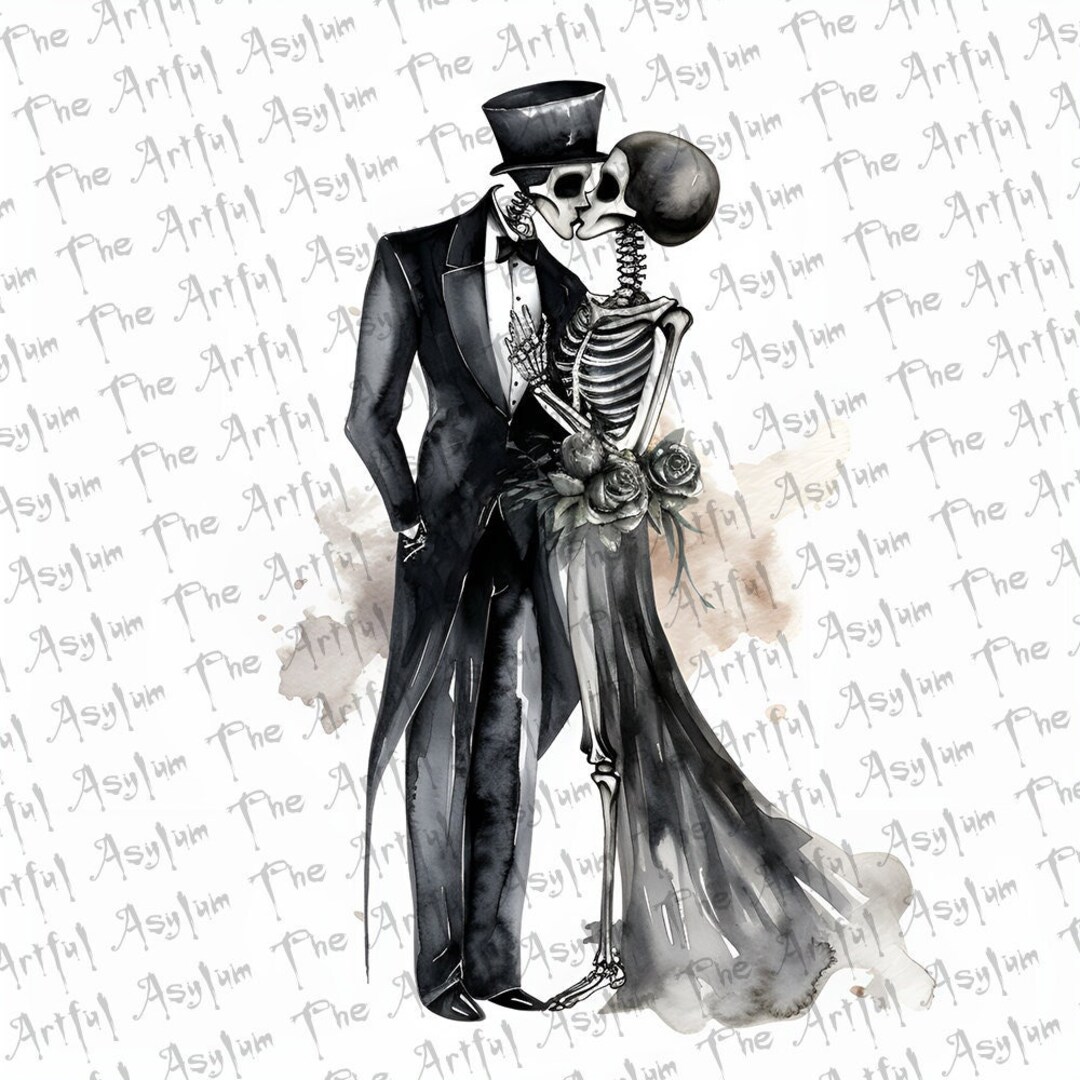 Classy Skeleton Couple,watercolor Digital Download,instant Download ...