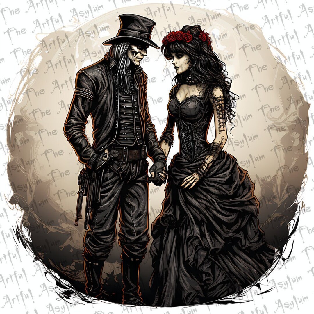 Gothic Couple,till Death Do Us Apart Love, Watercolor Digital Download ...