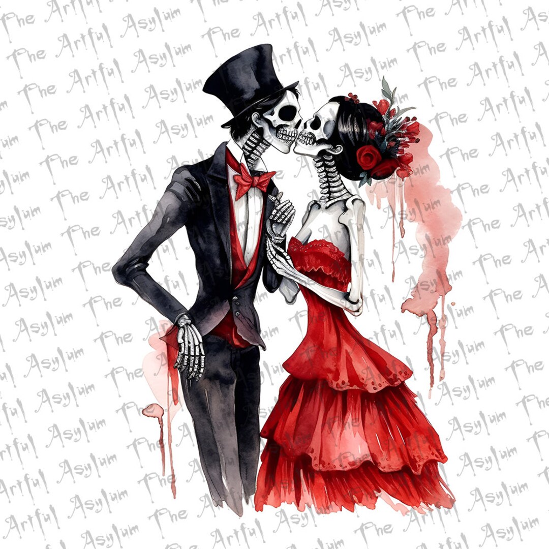 Till Death Do Us Apart Skeleton Couple, Watercolor Digital Download ...