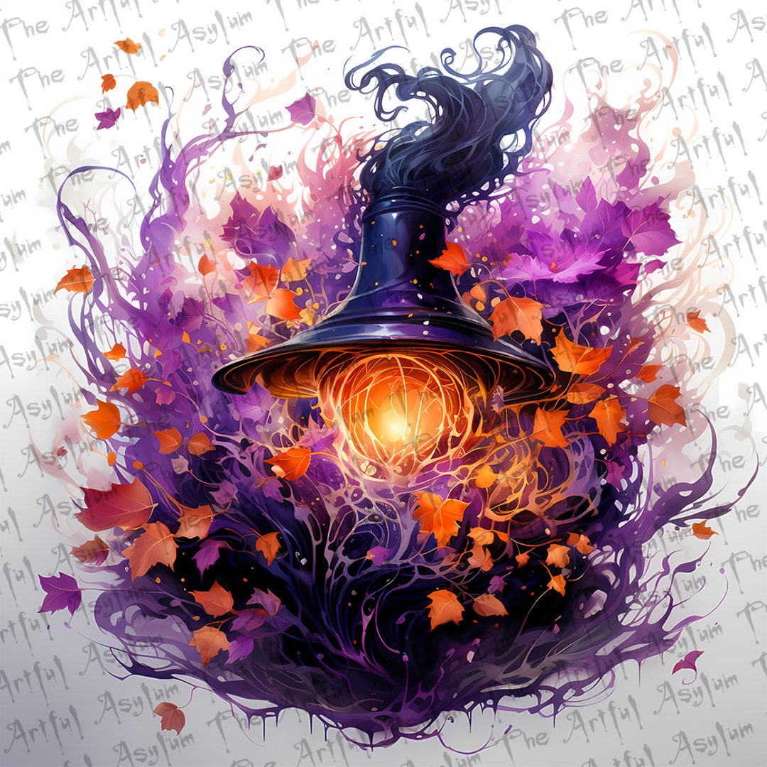 Halloween Witch Hat Digital Art, Watercolor Gothic Art, Halloween Magic ...