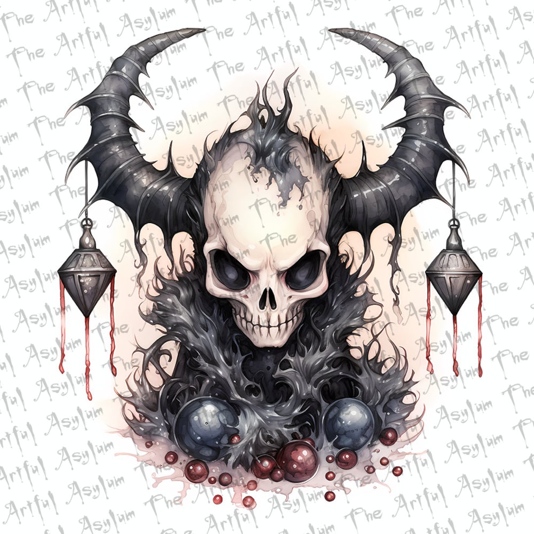 Gothic Christmas Krampus Skull Digital Download Digital Art, Instant ...