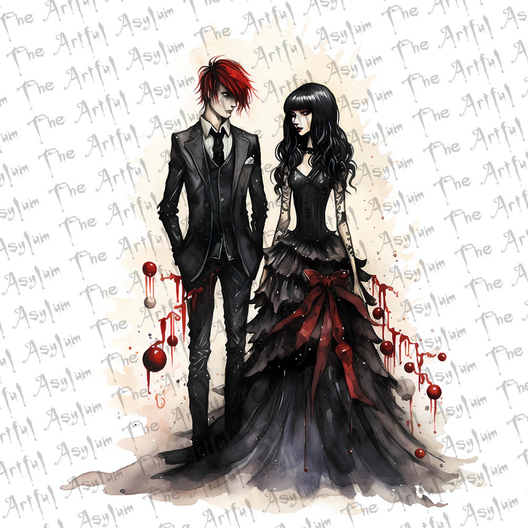 Gothic Christmas Emo Couple Digital Download Digital Art, Instant ...