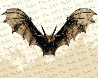 Goth Bat Digital Art, Horror Illustration Art, Gothic Vampire Bat ...
