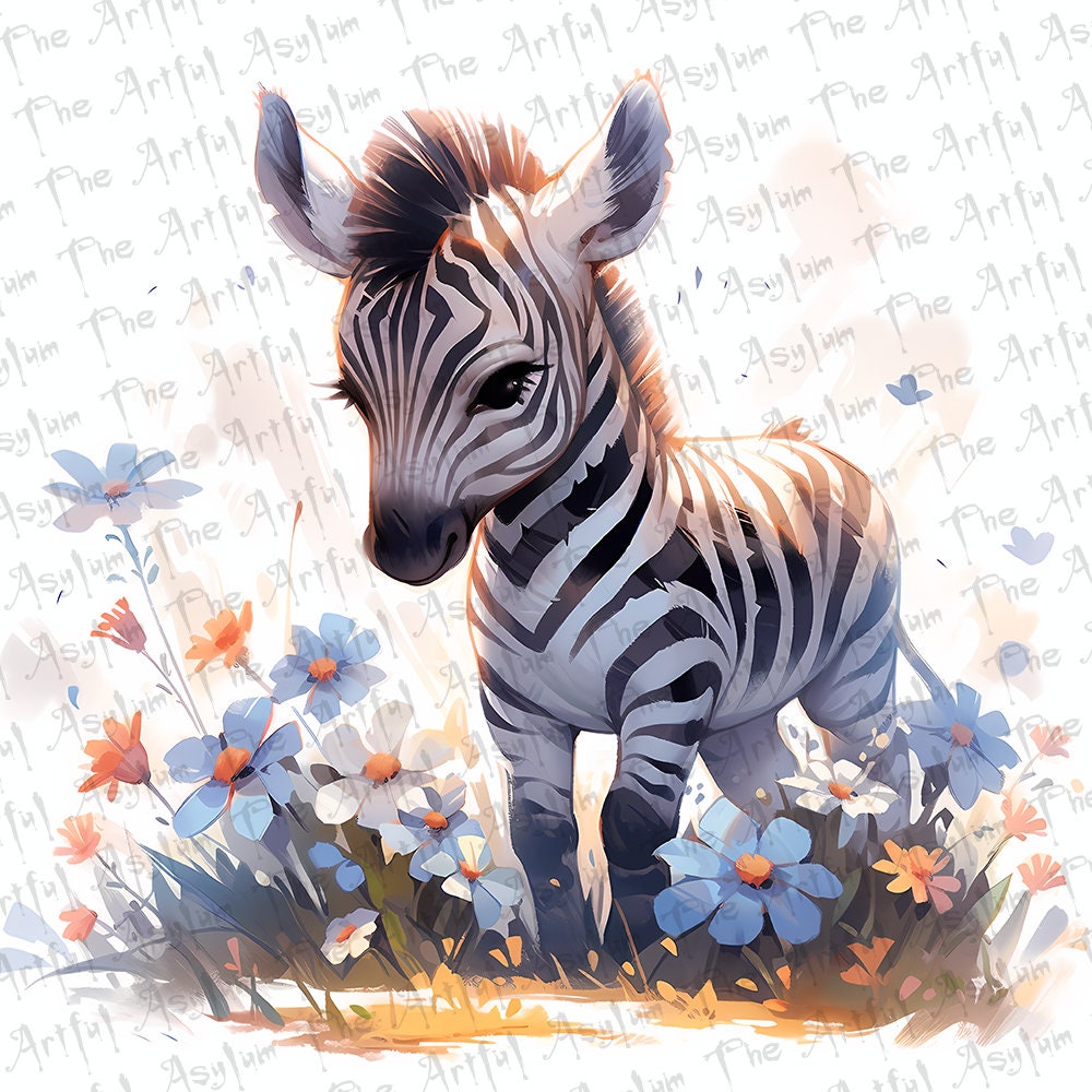 Whimsical Watercolor Zebras, Baby Animal Art Print, Safari Nursery ...