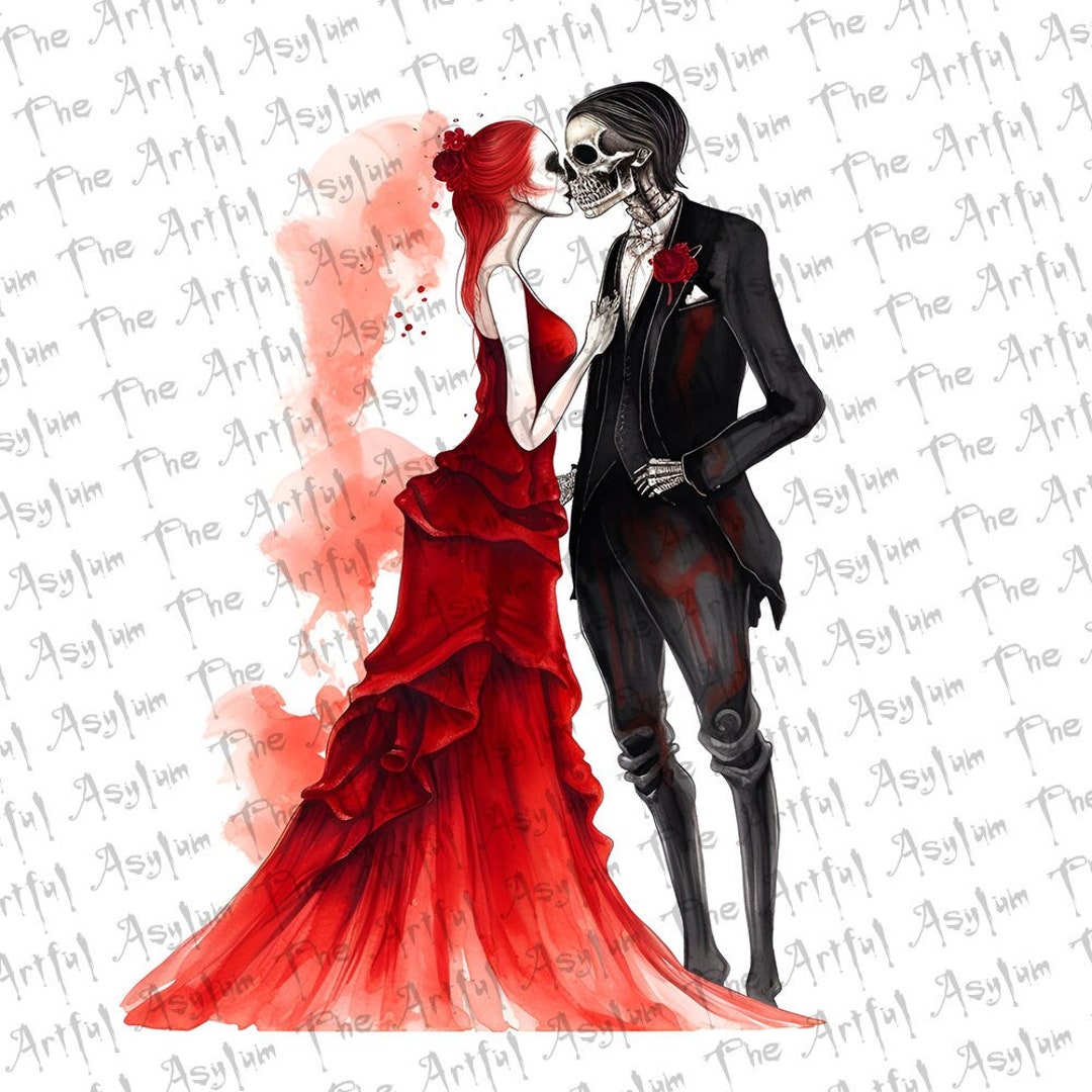 Gothic Skeleton Couple,watercolor Digital Download,instant Download ...