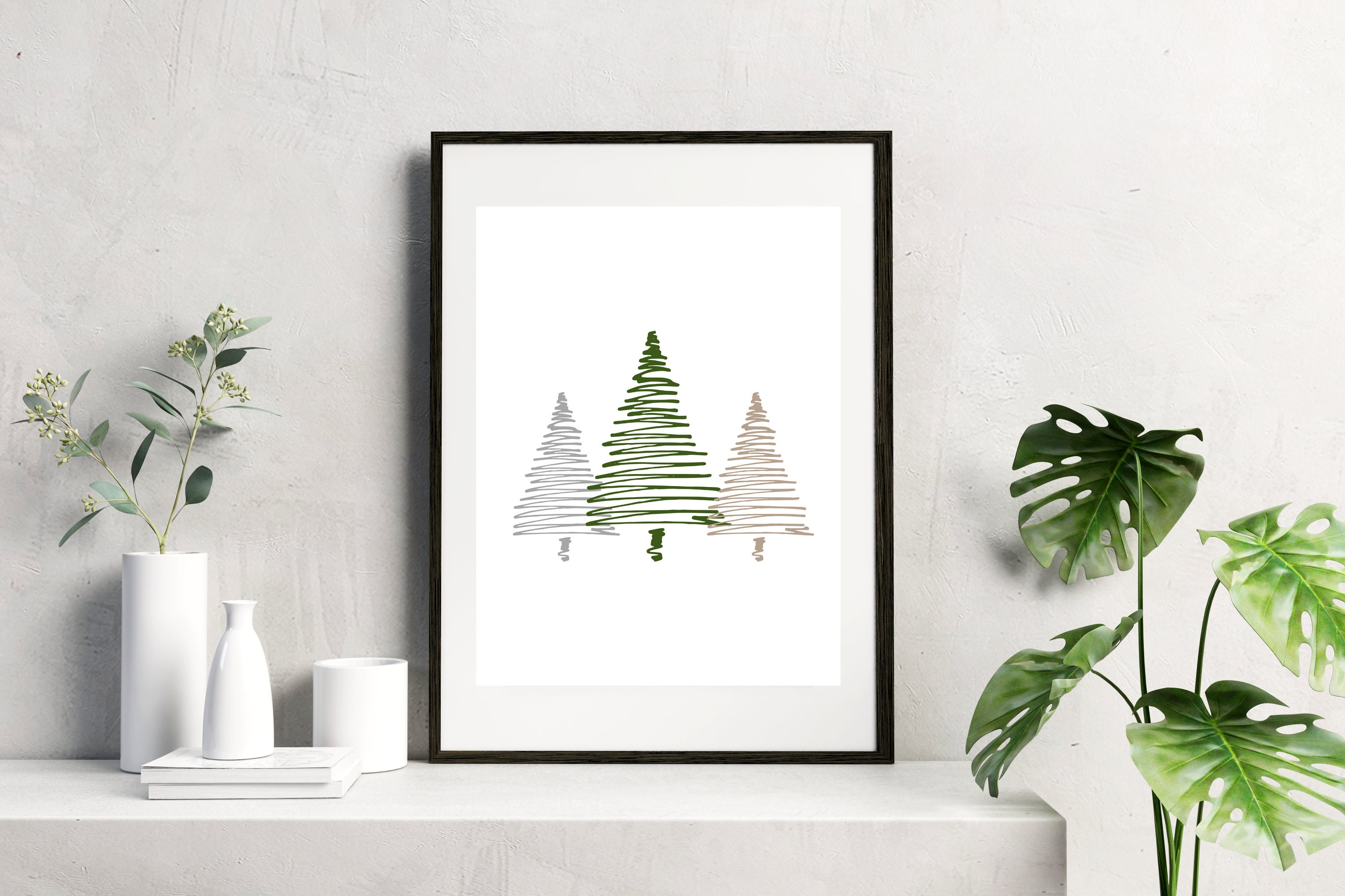 Christmas Tree Printable Wall Art, Minimalist Wall Art, Digital ...