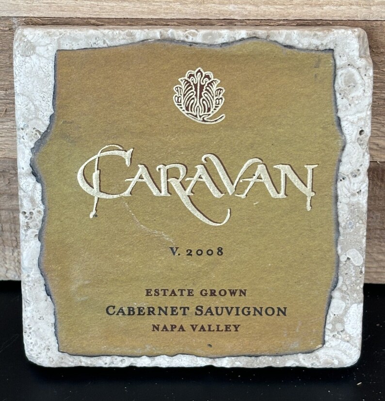 Caravan Cabernet Sauvignon Wine Label Coaster - Etsy