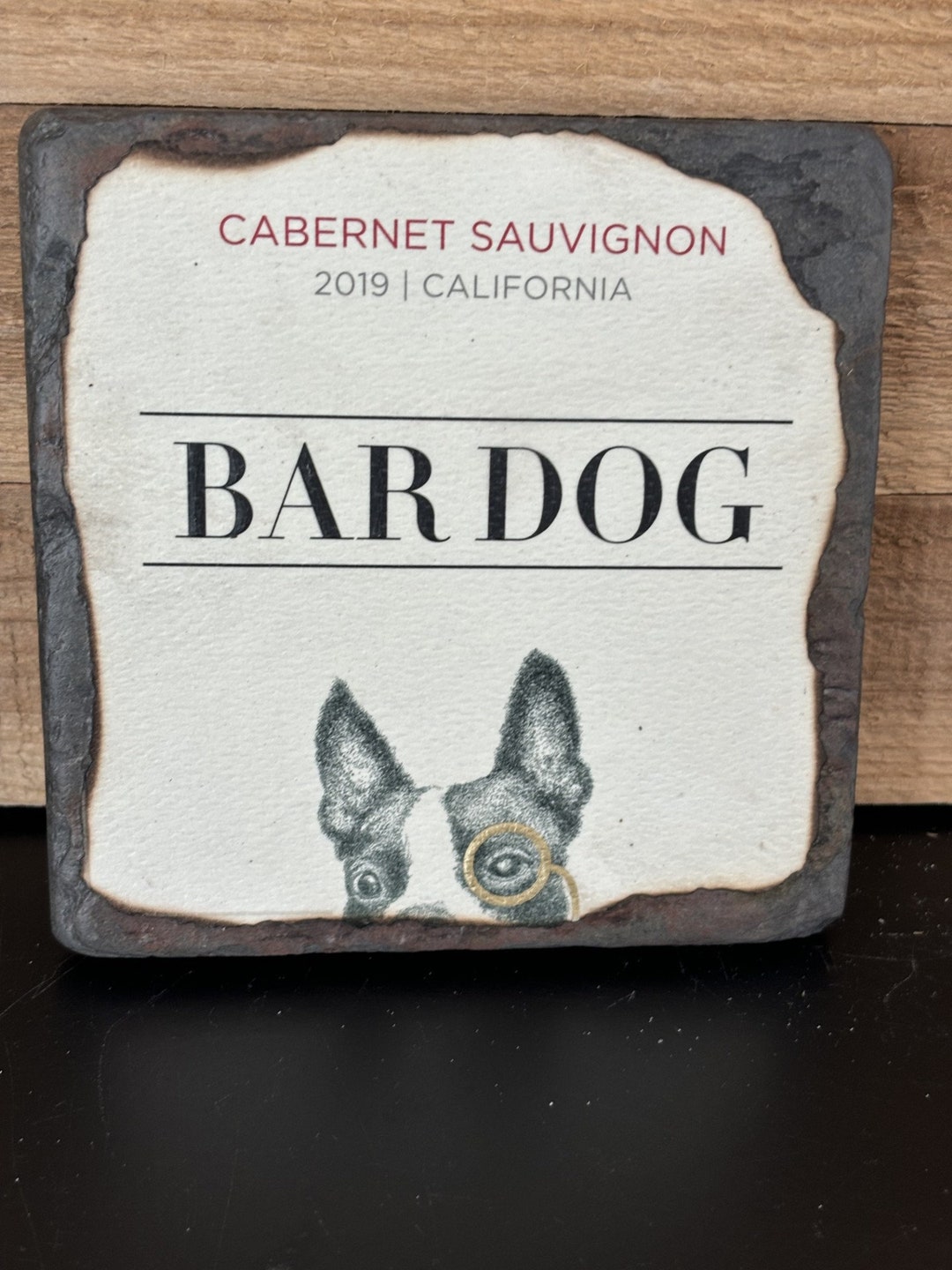 Bar Dog Cabernet Sauvignon Wine Label Coaster - Etsy