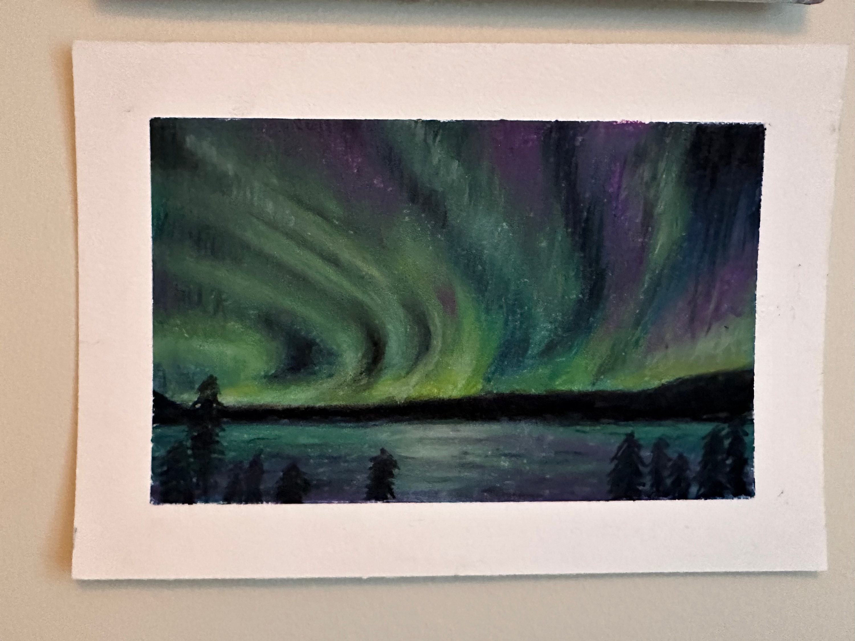 Dreamy Northern Lights | Oil Pastel Painting | Northern Lights ...