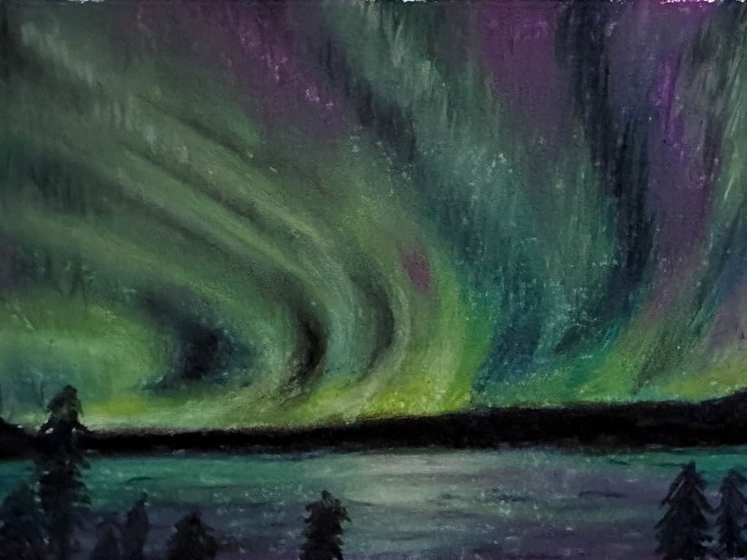 Dreamy Northern Lights | Oil Pastel Painting | Northern Lights ...