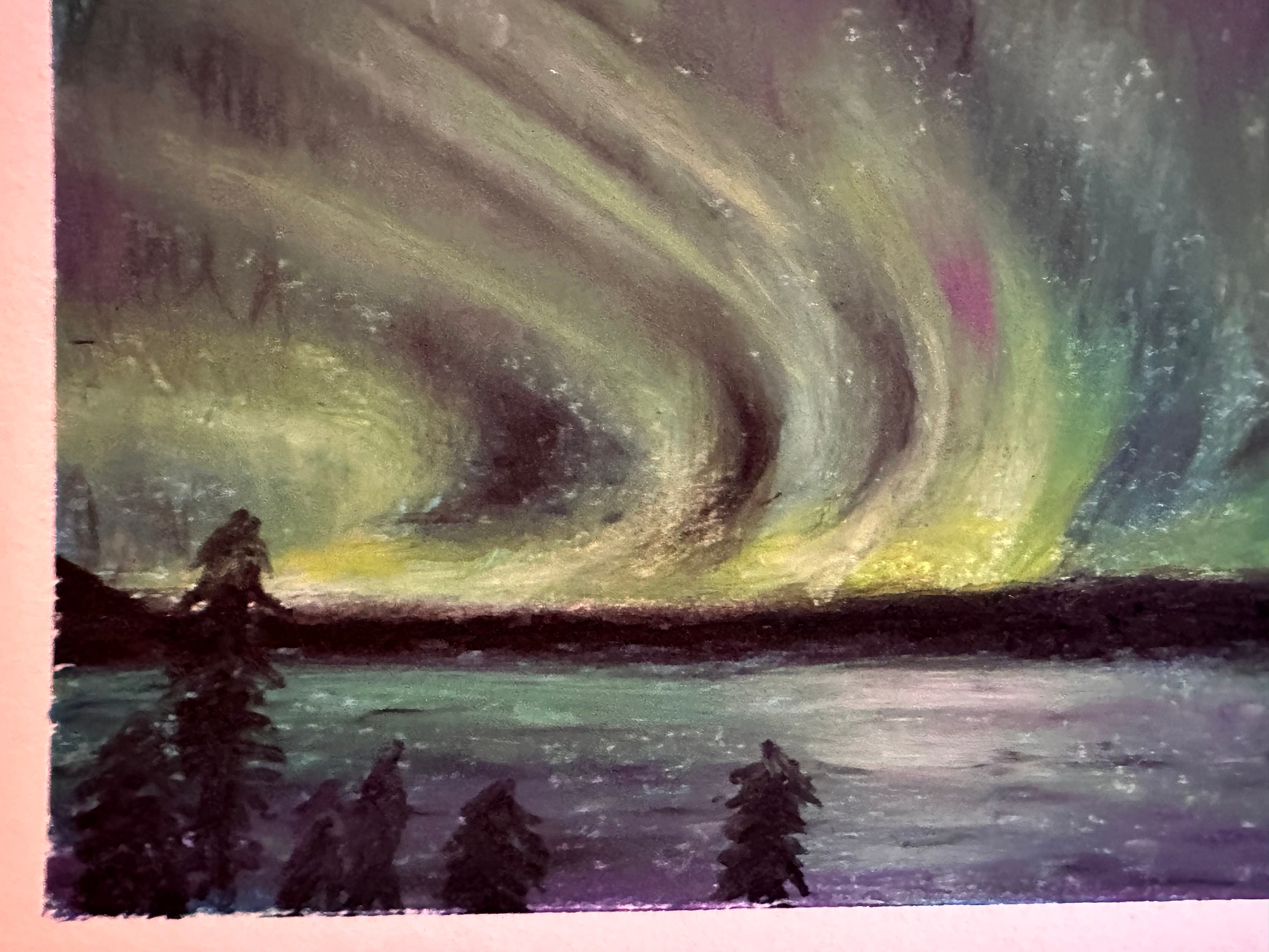 Dreamy Northern Lights | Oil Pastel Painting | Northern Lights ...