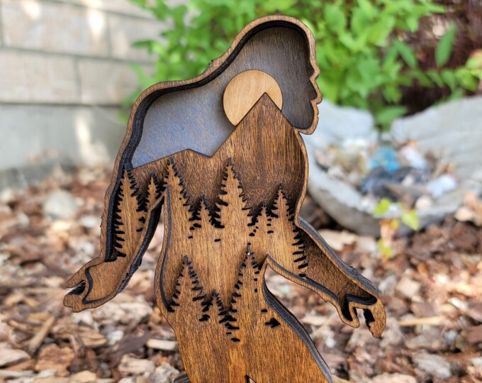 Wood Bigfoot Decor, Bigfoot Sculpture, Sasquatch Figure, Yeti Figure ...